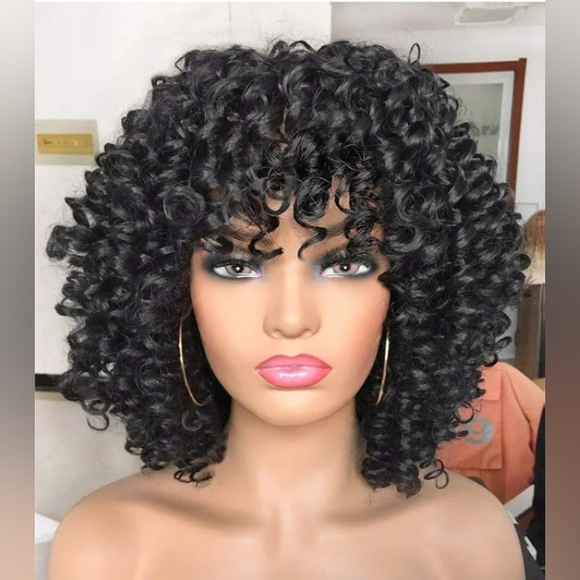 Hair | Queens Choice Womens 14 Inch Short Curly Wigs With Bangs Big ...
